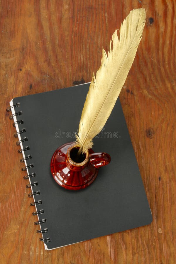 Gold quill pen stock photo. Image of eather, gold, note - 40841334
