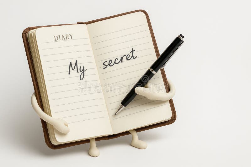 A Diary with Hands Writes Down a Personal Secret. Space for Text. Stock ...