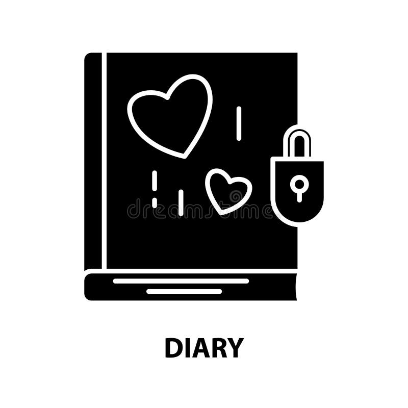 Diary Icon, Black Vector Sign with Editable Strokes, Concept ...