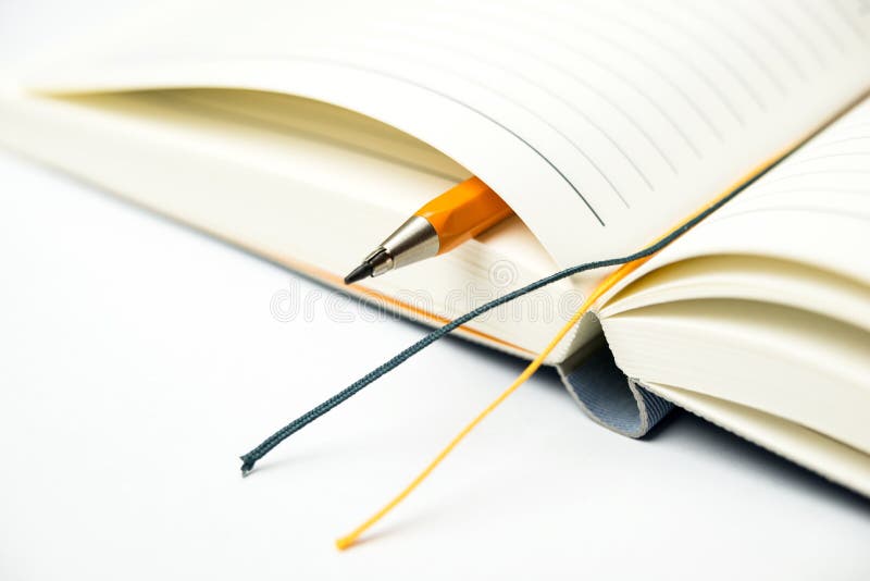 Diary and Pencil on Over White Stock Image - Image of caucus, meeting ...