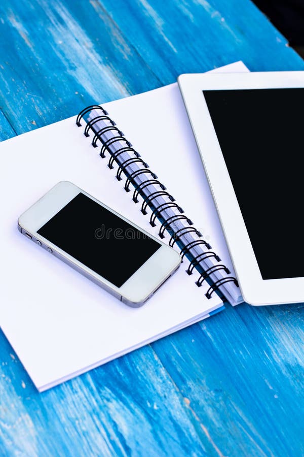 Diary, Mobile Phone, Tablet PC and Coffe Stock Photo - Image of note ...