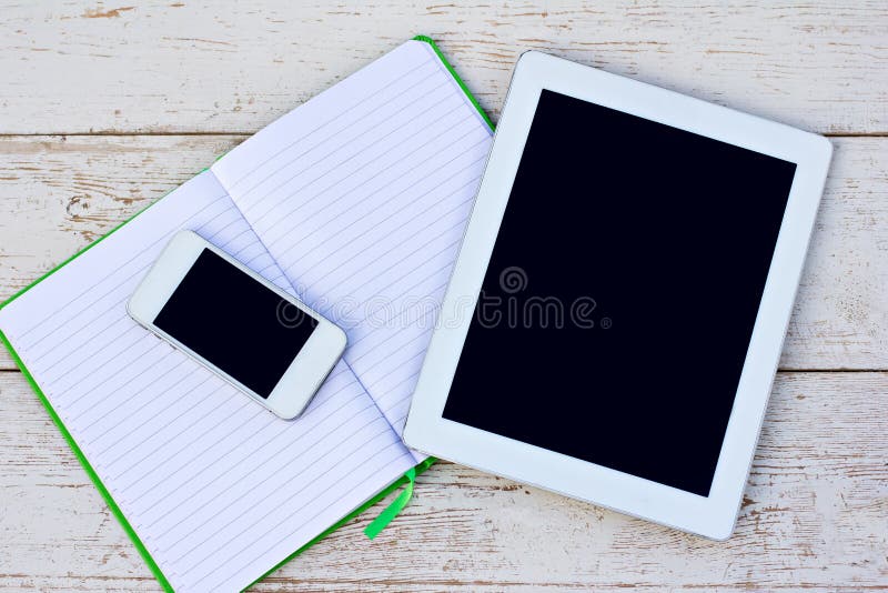 Diary; Mobile Phone; Tablet PC Stock Photo - Image of organizer, data ...