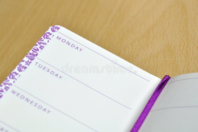 Diary with Names of Week Days Stock Photo - Image of weeks, days: 20373076