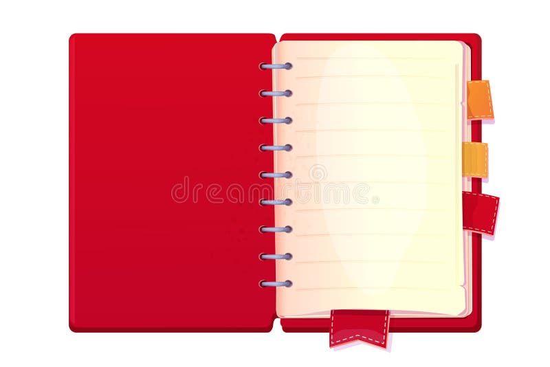 Diary, Note Book in Cartoon Style Top View Isolated on White Background ...