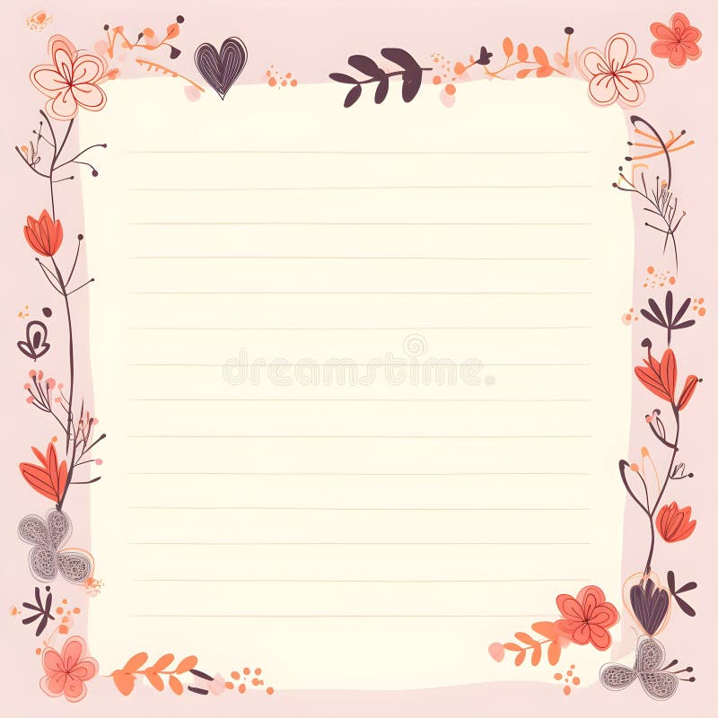 Diary Notepad, Blank, Pink, Mini Flowers, AI Generated. Stock Photo ...