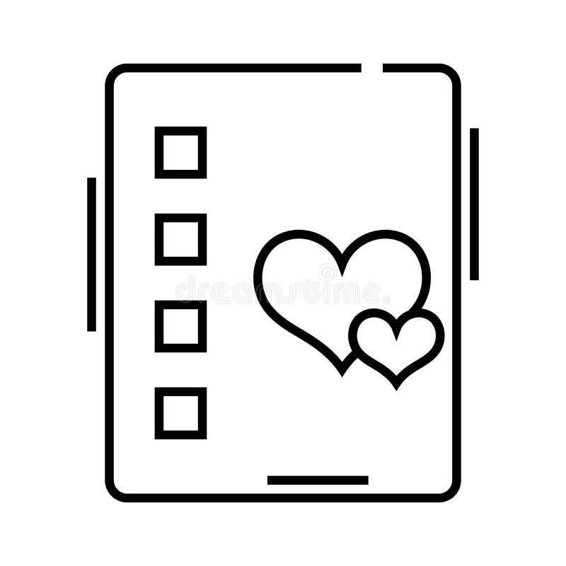 Diary Notes Line Icon, Concept Sign, Outline Vector Illustration ...