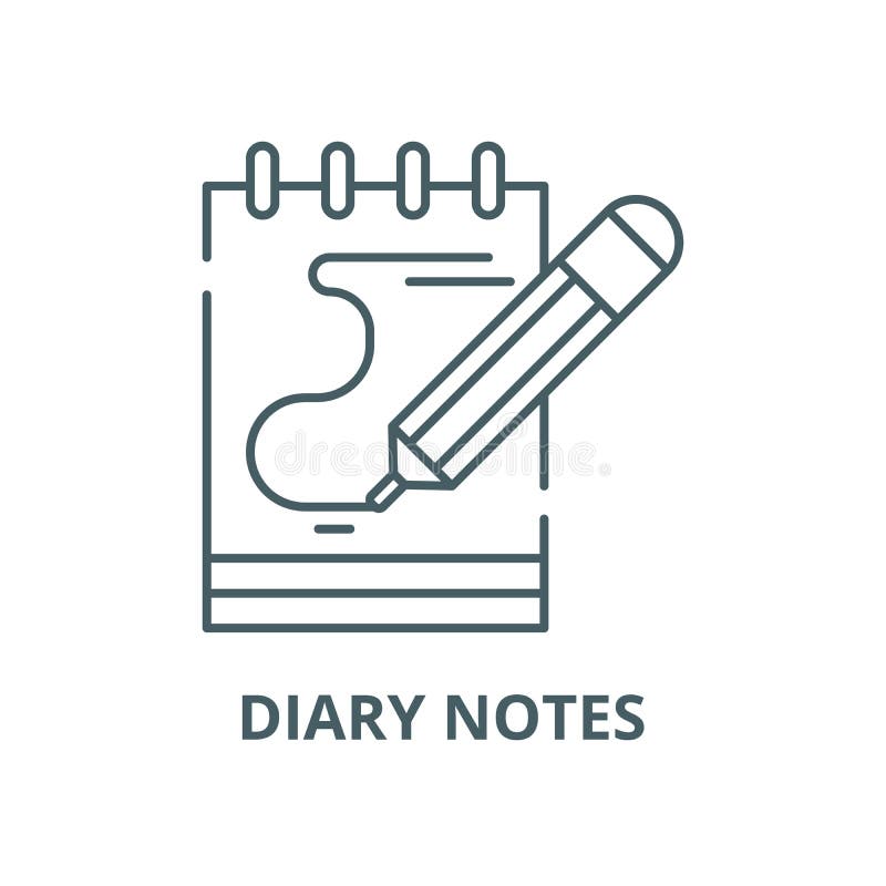 Diary Notes Line Icon Concept. Diary Notes Flat Vector Symbol, Sign ...