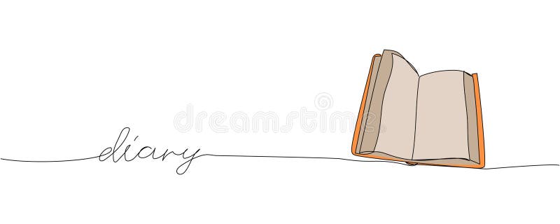 Diary One Line Colored Art. Continuous Line Color Drawing of Book ...