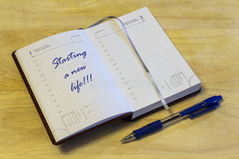 The Diary with the Entry is Open on the Page of the First of January ...