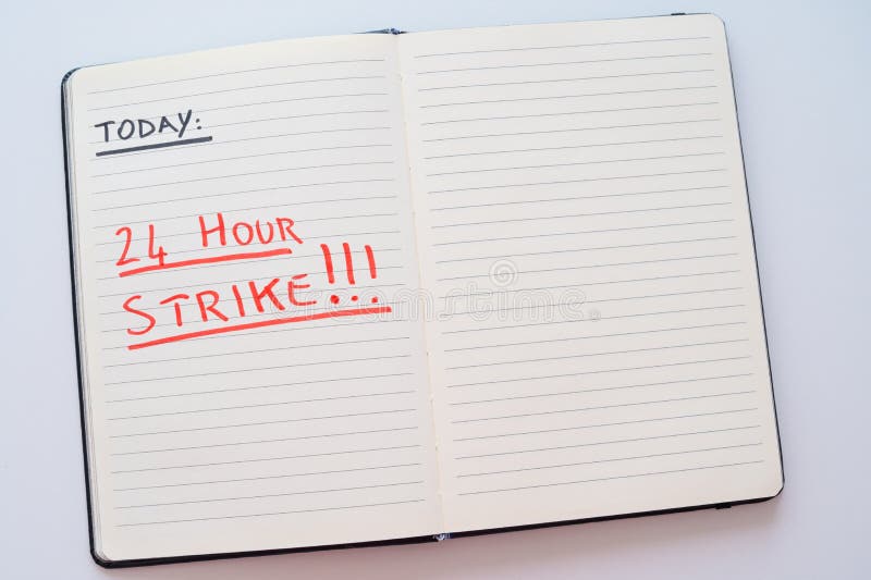 Diary Page with Text `today Strike` Stock Photo - Image of work ...