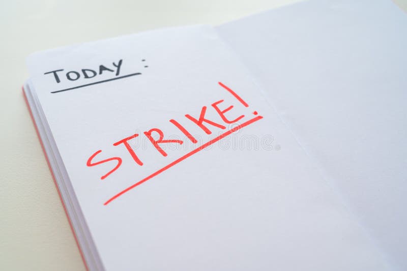 Diary Page with Text `today Strike` Stock Image - Image of text, craft ...