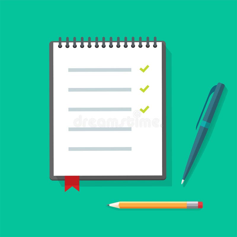 Diary Paper Notepad or Notebook Vector Flat Illustration with To Do ...