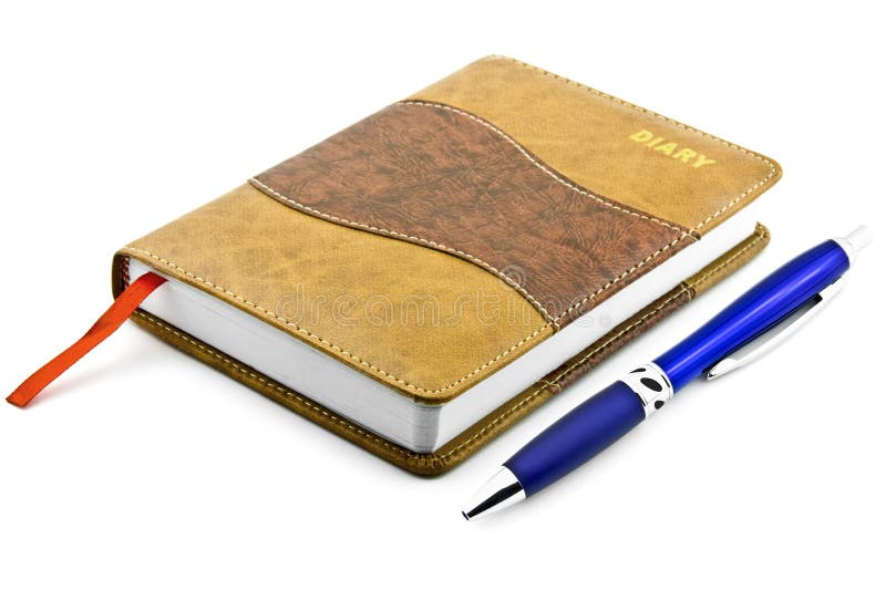 Diary and pen stock photo. Image of isolated, diary, white - 20534578