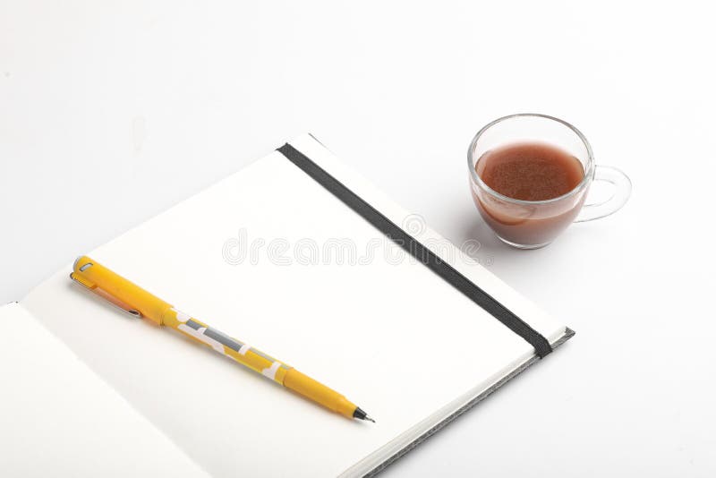 Diary and Pen with Cup of Tea. Work from Home Concept Stock Image ...