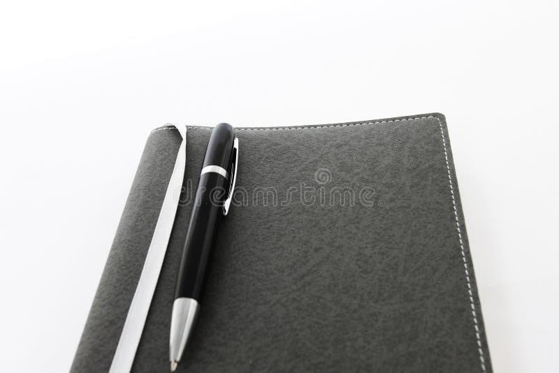 Diary and Pen Isolate on White Background Stock Image - Image of ...