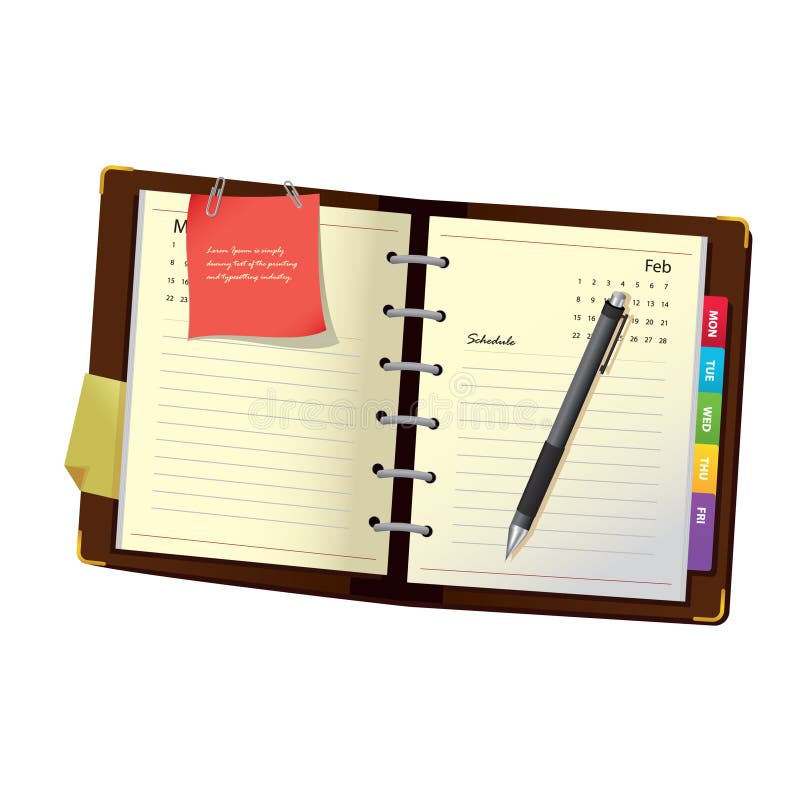 Diary with Pen. Vector Illustration Decorative Design Stock Vector ...