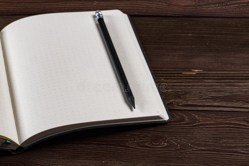 Diary with a pencil stock photo. Image of empty, paper - 128375272