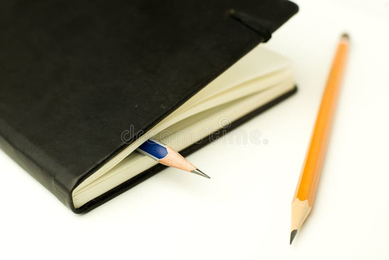 Diary and Pencils on Over White Stock Image - Image of copybook ...