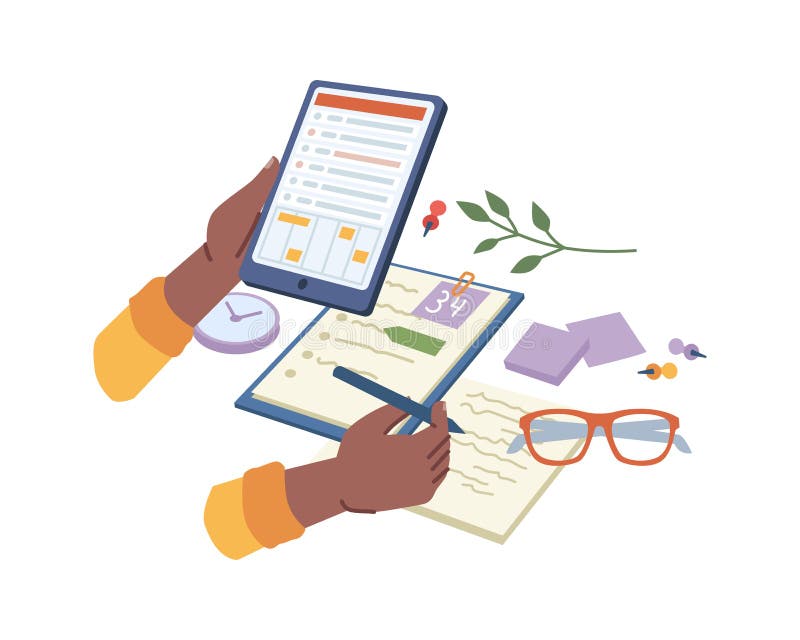 Diary Plan, Planner, Filling Organizer with Notes Stock Vector ...