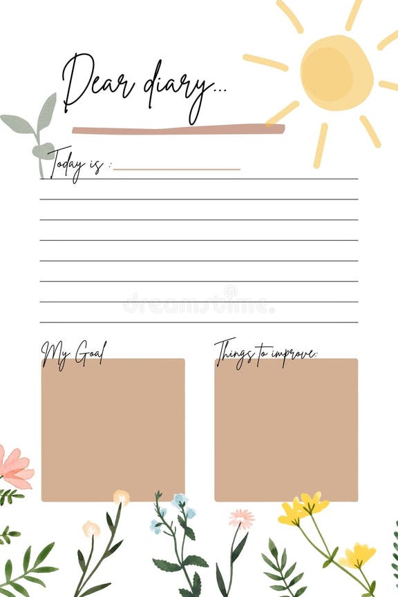 Diary Planner Digital Printable Blank Template Insert Stock ...
