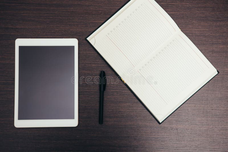 Diary and Tablet in the Workplace Stock Image - Image of digital, note ...