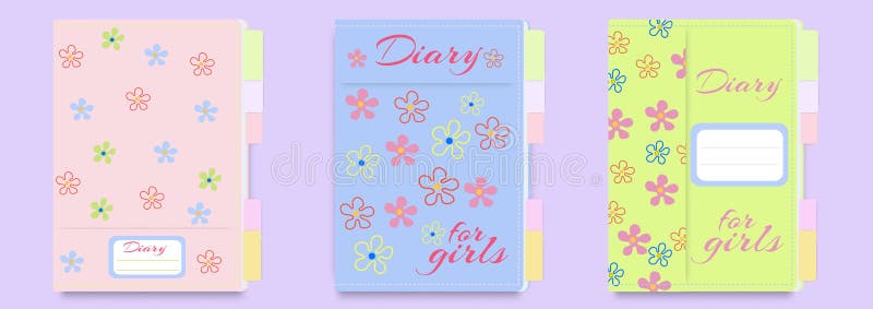 Children S Diary Cover Template for Girls with Daisies. Stock Vector ...