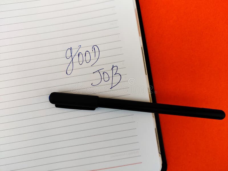 A daily Diary with Text GOOD JOB Stock Image - Image of notebook ...