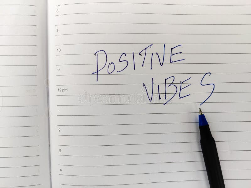 A daily Diary with Text POSITIVE VIBES Stock Photo - Image of ...