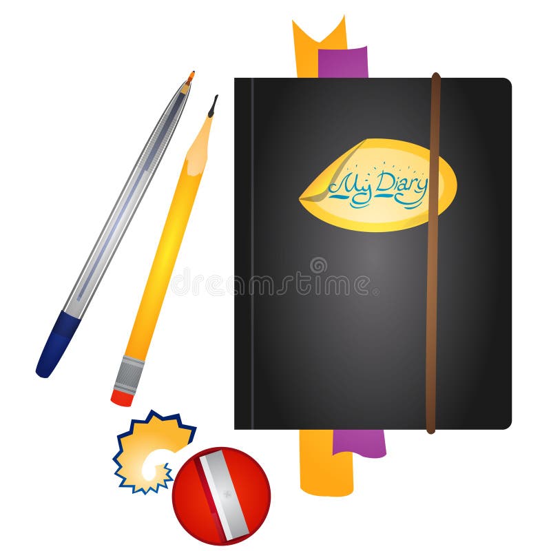 Diary and Writing Materials. Stationery Stock Illustration ...