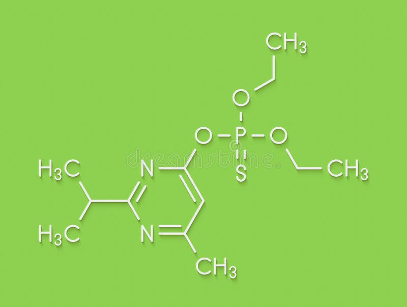 Diazinon Dimpylate Organophosphate Insecticide Molecule. Skeletal ...