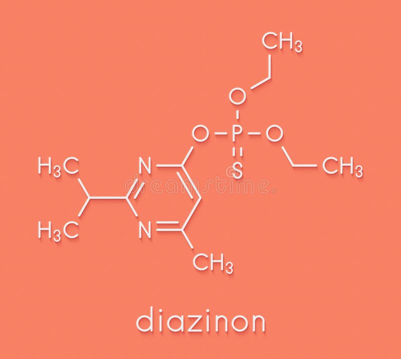 Diazinon Dimpylate Organophosphate Insecticide Molecule. Skeletal ...