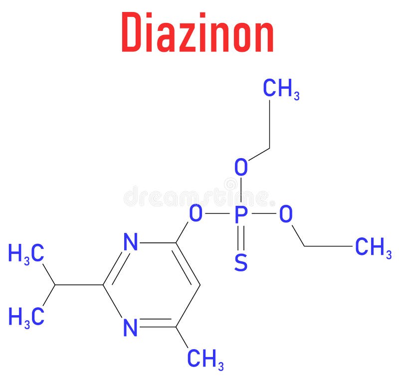 Diazinon or Dimpylate Organophosphate Insecticide Molecule. Skeletal ...