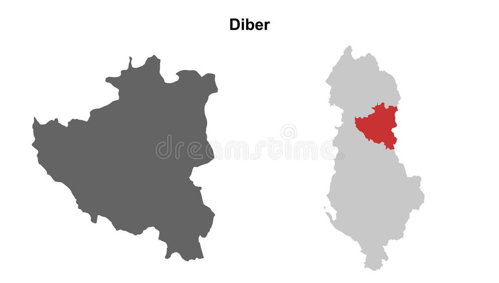 Diber outline map stock vector. Illustration of albania - 378836961