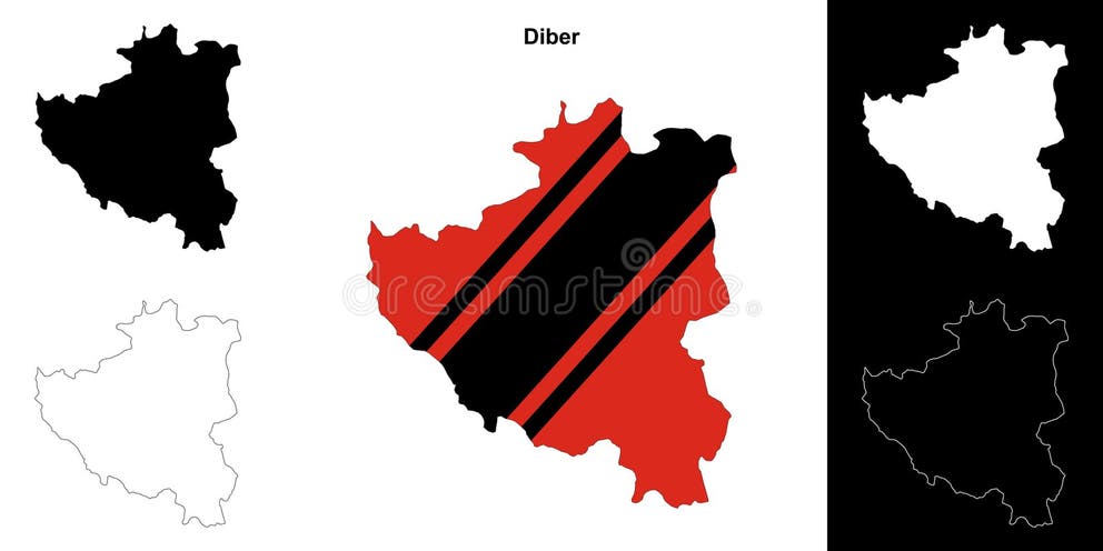 Diber outline map stock vector. Illustration of area - 323726775