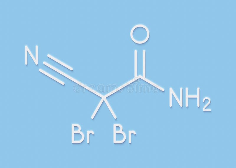 2,2-dibromo-3-nitrilopropionamide DBNPA Biocide Molecule. Skeletal ...