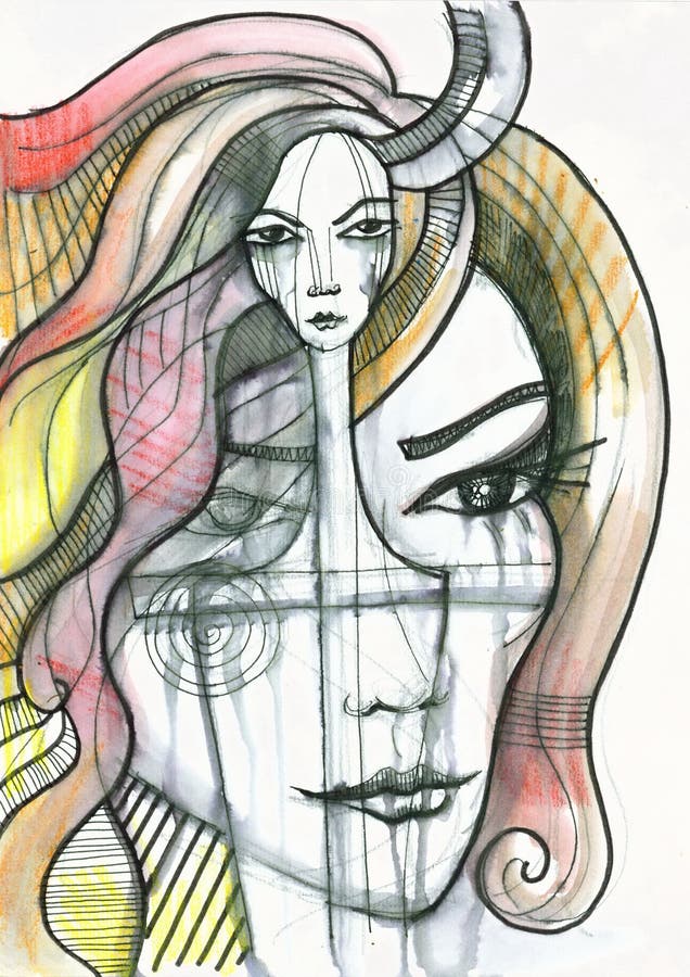 Dibujo Abstracto De La Muchacha Stock de ilustración - Ilustración de ...