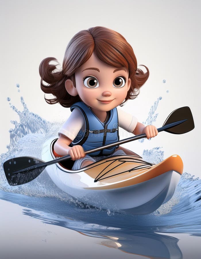 Dibujo Animado Infantil En Kayak Imagen de archivo - Imagen de kayac ...