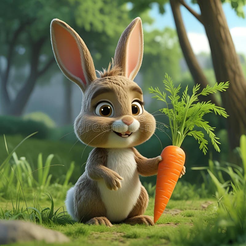 Dibujo De Conejo Con Zanahoria Imagen de archivo - Imagen de alimento, exterior: 390632259