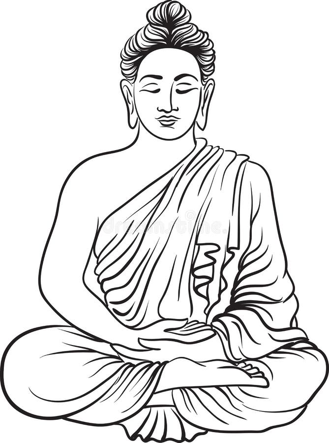 Dibujo De Una Estatua De Buda Ilustración del Vector - Ilustración de ...