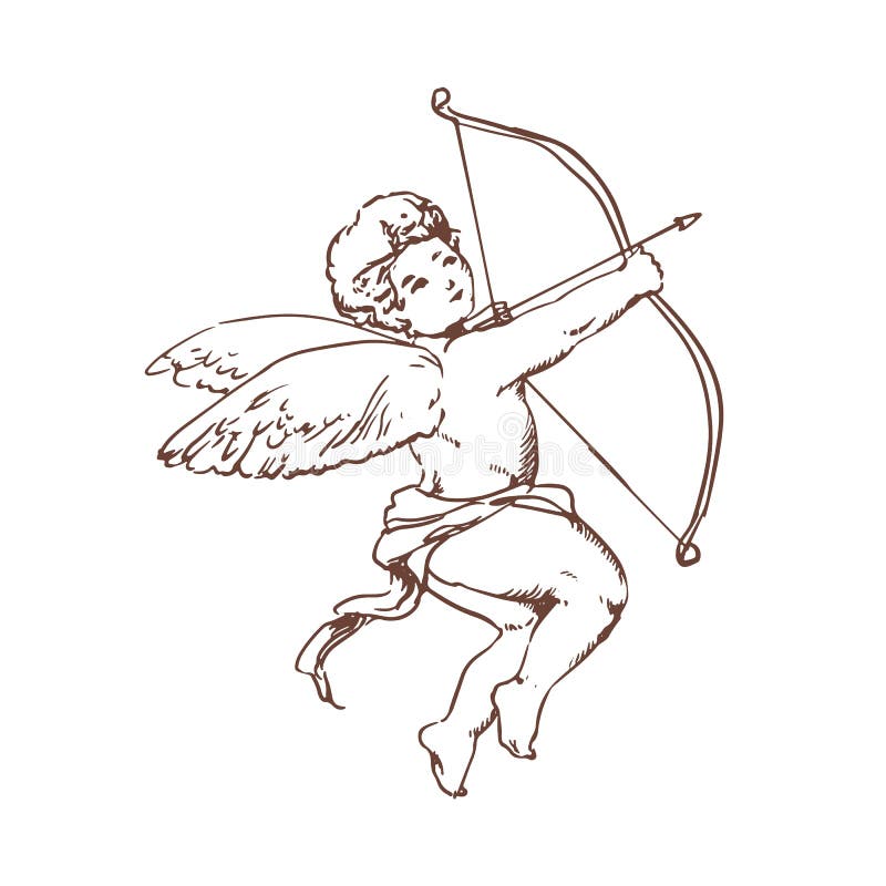 Dibujo Del Cupido Adorable Con La Flecha Que Apunta O Que Tira Del Arco ... Dibujo Del Cupido Adorable Con La Flecha Que Apunta O Que Tira Del Arco ...