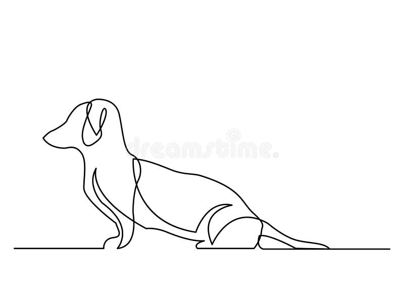 Dibujo Lineal Continuo Del Perro Basset Ilustración del Vector ...