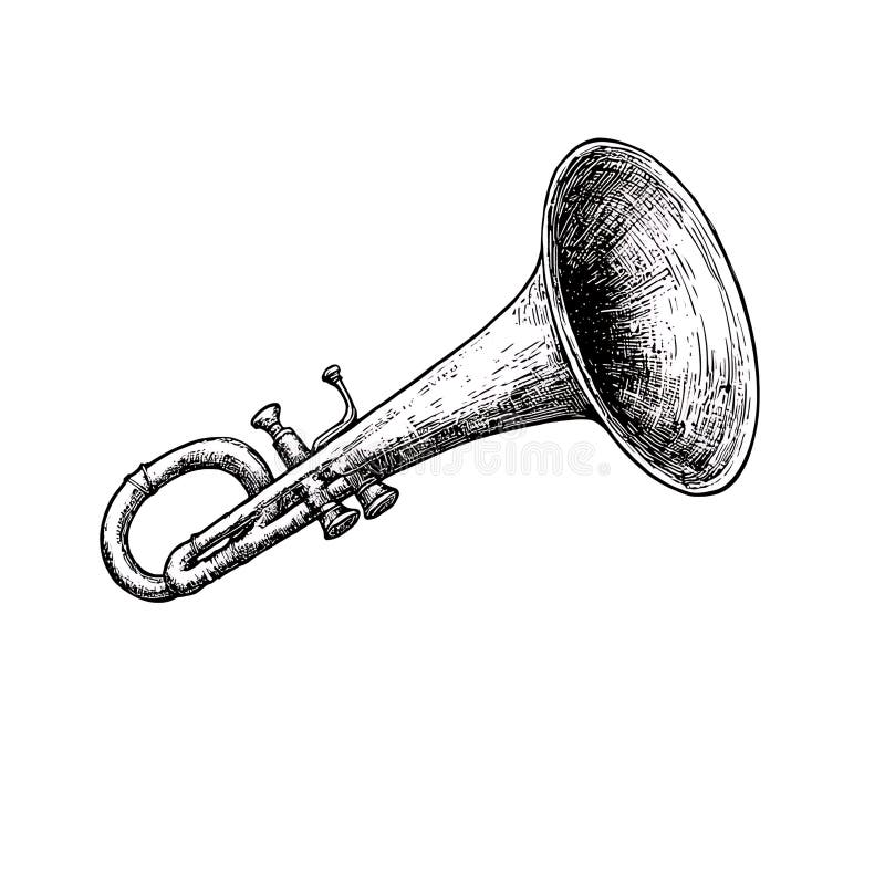 Dibujo a mano de un cornet stock de ilustración. Ilustración de ...