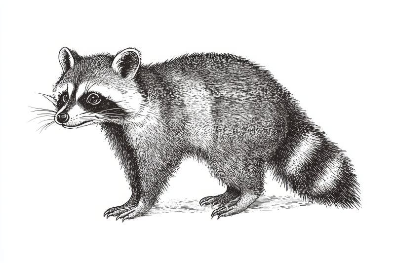 Dibujo Simple De Un Mapache. IA Generativa. Stock de ilustración ...