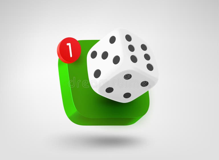 Dice on App Button. 3d Vector Mobile Application Icon Stock Vector ...