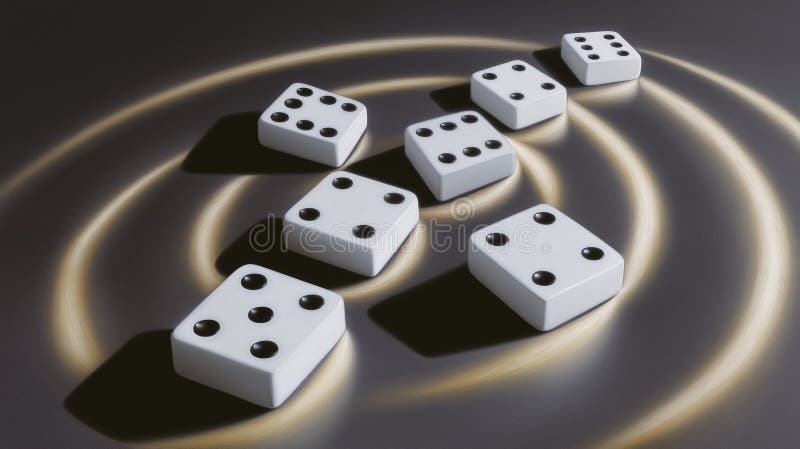 Dice Arranged in Spiral Formation on Dark Surface Create a Dynamic ...