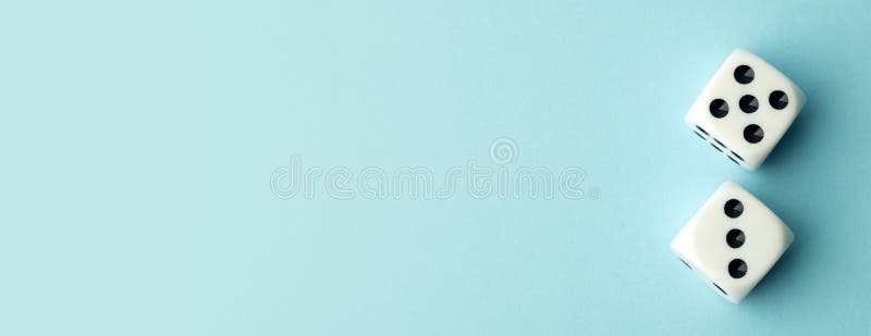 Dice on a Blue Banner Background. Game, Business, Solutions, Concept ...