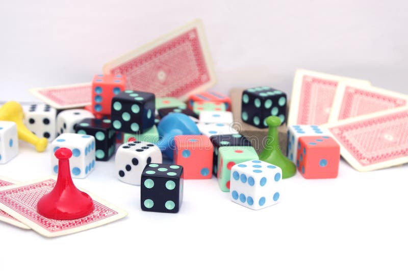 Dice, Cards and Game Board Movers Stock Photo - Image of colorful ...