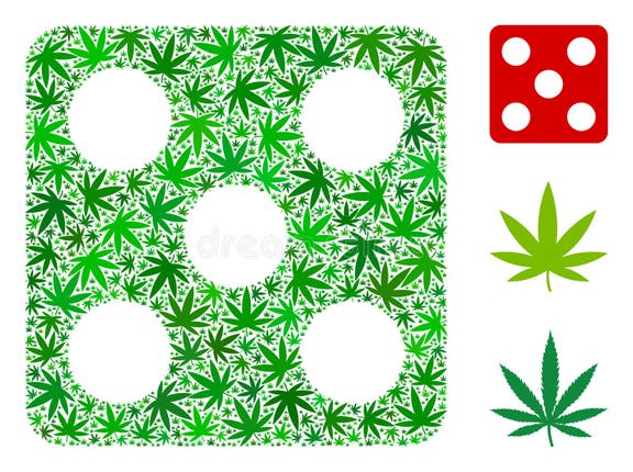 Dice Mosaic of Weed Leaves stock vector. Illustration of leisure ...