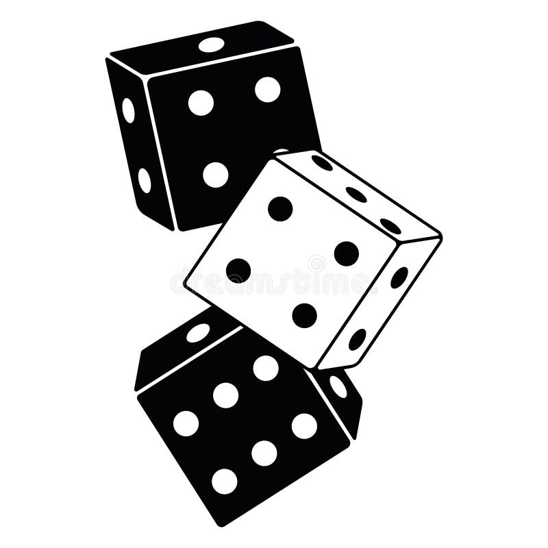 Dice, Cubes, Vector Illustration Outline Icon Isolated on White ... Dice, Cubes, Vector Illustration Outline Icon Isolated on White ...