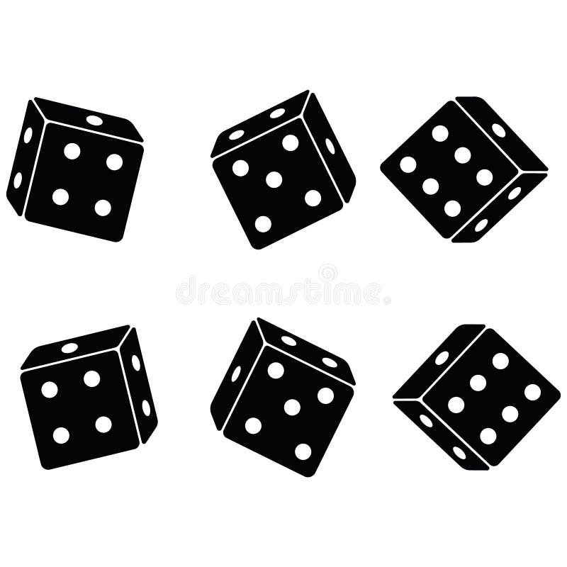 Dice, Cubes, Vector Illustration Outline Icon Isolated on White ... Dice, Cubes, Vector Illustration Outline Icon Isolated on White ...